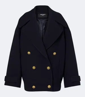 Balmain Oversized Virgin Wool Peacoat