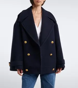 Balmain Oversized Virgin Wool Peacoat