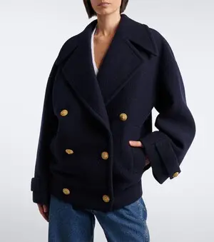 Balmain Oversized Virgin Wool Peacoat