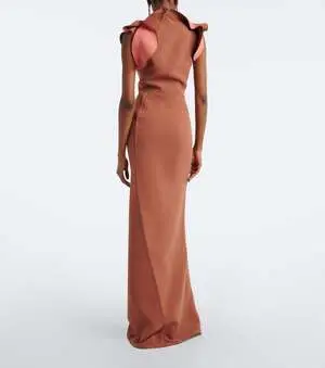 Maticevski Cinnamon Draped Paneled Gown