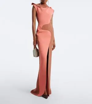 Maticevski Cinnamon Draped Paneled Gown
