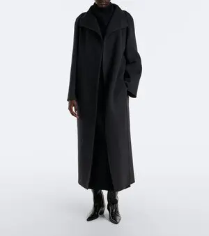 Khaite Romare Wool Wrap Coat - Black
