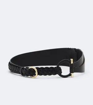 FERRAGAMO Gancini Braided Leather Belt - Black