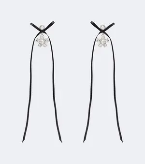 Simone Rocha Bow-detail Crystal-embellished Drop Earrings - Black