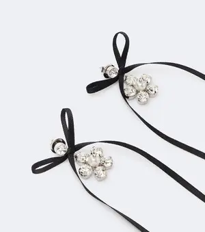 Simone Rocha Bow-detail Crystal-embellished Drop Earrings