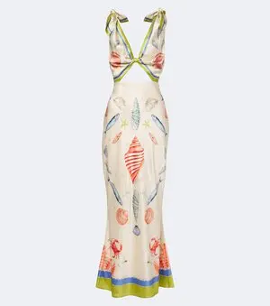 Retrofete Carlotte Printed Silk-blend Satin Maxi Dress - Multicoloured