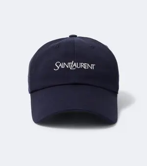 Saint Laurent Logo Cotton Gabardine Baseball Cap