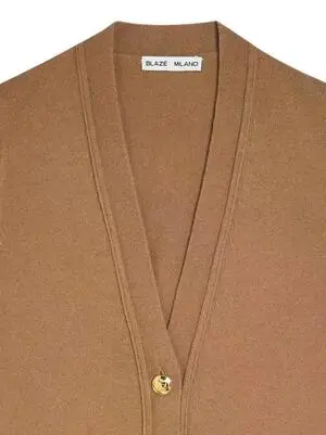 BLAZÉ MILANO Highland V-neck Button-up Vest - Brown