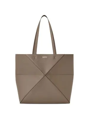 Loewe Puzzle Fold Medium Leather Tote - Grey