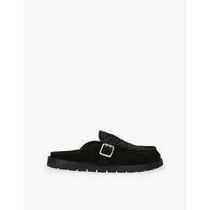 DUKE + DEXTER Winston Embroidered Backless Suede Mules