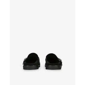 DUKE + DEXTER Winston Embroidered Backless Suede Mules