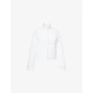 Alaïa Ladder-stitch High-neck Cotton-poplin Shirt - Blanc