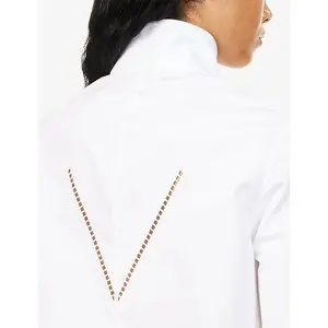 Alaïa Ladder Stitch High Neck Cotton Poplin Shirt - Blanc