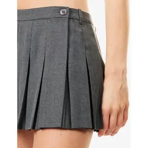 Good American Pleated Woven Mini Skort
