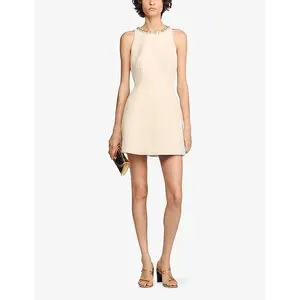 Sandro Sleeveless Jewel Embellished Mini Dress - Vanilla