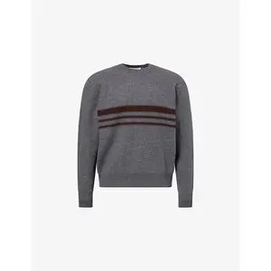 CRAIG GREEN Felt Stripe Merino-wool Jumper - Grey