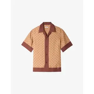 Sandro Micro-cross Short-sleeve Woven Shirt - Camel