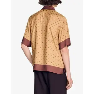 Sandro Micro-cross Short-sleeve Woven Shirt - Camel