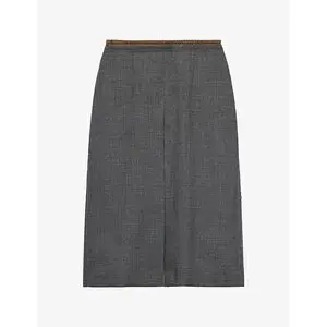 Prada Rush Stitch Virgin-wool Midi Skirt