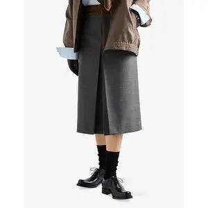 Prada Rush Stitch Virgin-wool Midi Skirt