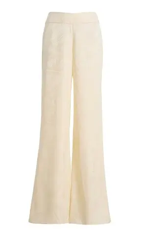 Johanna Ortiz Wide-leg Palm Leaf Jacquard Trousers - Ivory