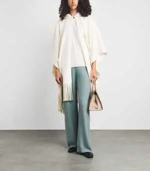 Fabiana Filippi Wool-silk Blend Embellished Wide-leg Trousers - Green