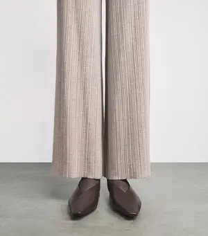 Agnona Cashmere-wool-silk Wide-leg Ribbed Trousers