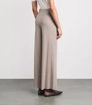 Agnona Cashmere-wool-silk Wide-leg Ribbed Trousers