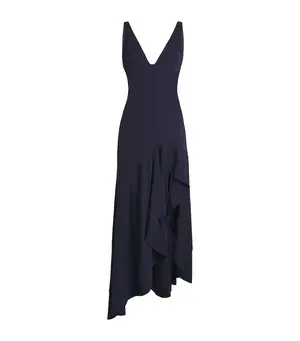 Stella McCartney Georgette Ruffled Asymmetric Gown - Black