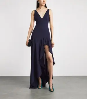 Stella McCartney Georgette Ruffled Asymmetric Gown