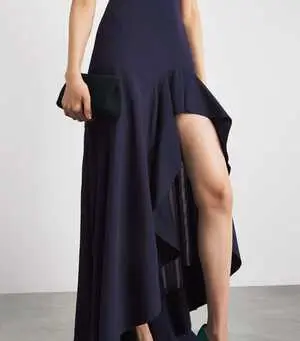 Stella McCartney Georgette Ruffled Asymmetric Gown
