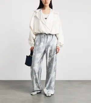 Stella McCartney Silk Horse Print Wide-leg Trousers