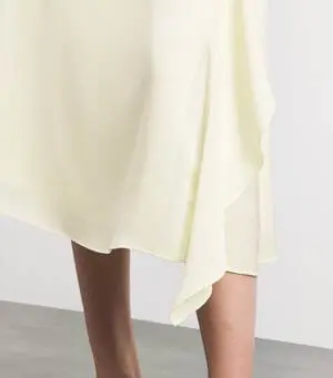 Theory Crushed Satin Draped Sarong Midi Skirt