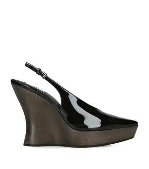 Alaïa Patent Leather Clog Wedge Slingback Pumps 120 - Black