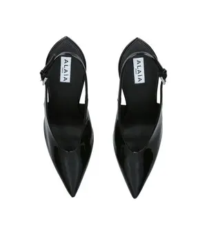 Alaïa Patent Leather Clog Wedge Slingback Pumps