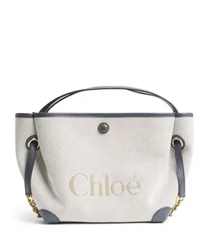 Chloé Small Canvas Clover Carry Top-handle Bag - Navy