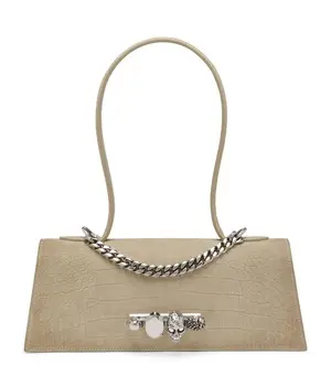 Alexander McQueen Leather Jewelled Top-handle Bag - Silver