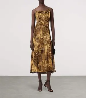 ALLSAINTS Animal Print Claire Midi Dress