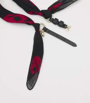 Alexander McQueen Silk Skull Scarf Bracelet With Leather Strap