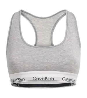 Calvin Klein Cotton-blend Icon Unlined Bralette - Grey