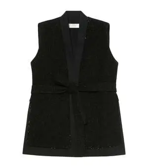 Marina Rinaldi Sparkling Tie-belt Gilet - Black
