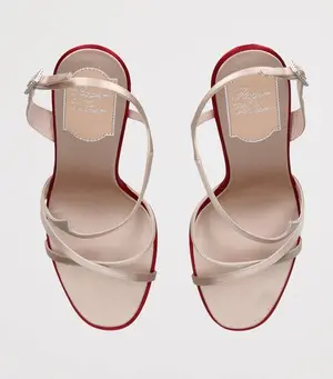 ROGER VIVIER Satin Rose Sandals 85