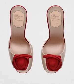 ROGER VIVIER Suede Rose Mules 85