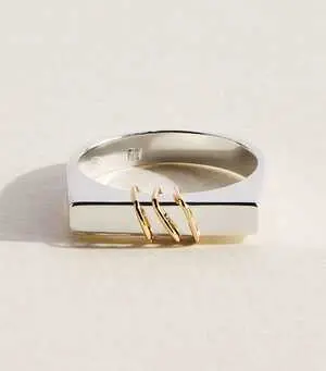 FYR Sterling And Yellow Gold Blaze Ring - Silver