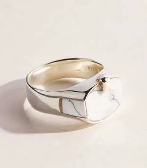 FYR Sterling And Howlite Signet Ring