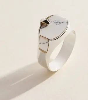 FYR Sterling And Howlite Signet Ring