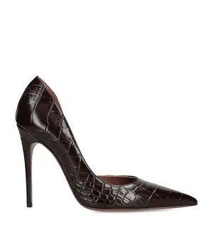 Paris Texas Leather Croc-embossed Vera Pumps 105 - Brown