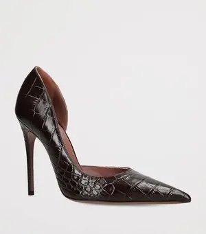 Paris Texas Leather Croc-embossed Vera Pumps 105