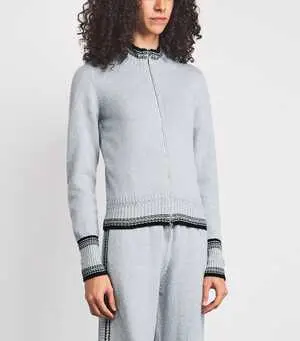 BARRIE Mottled Cashmere Zip-up Cardigan