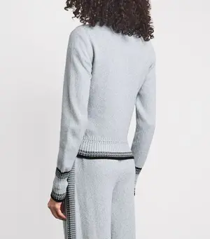 BARRIE Mottled Cashmere Zip-up Cardigan